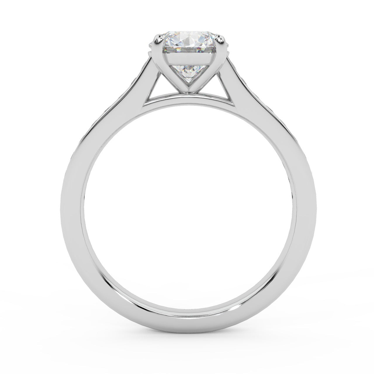 CHANNEL SET ROUND SHAPED DIAMOND ENGAGEMENT RING