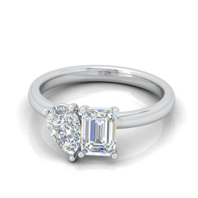 Lab Grown 2.00 Carat F/VS Emerald And Pear Shape Diamond Engagement Ring